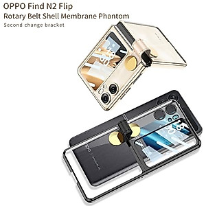Smartphone Flip Cases Clear Case Compatible with Oppo Find N2 Flip, Built-in Screen Protector Anti-Yellowing Hard PC Shockproof Lightweight Protective Phone Case Cover with Wrist Strap for Oppo Find N