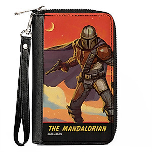 Buckle-Down Women's PU Zip Around Wallet Rectangle-Star Wars The Mandalorian, 7.5"x4.5"
