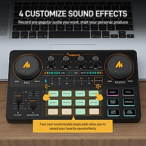 MAONO Podcast Equipment Bundle Audio mixer All-in-One Podcast Production Studio with 3.5mm Microphone for Live Streaming, Podcast Recording, PC, Smartphone, DJ MaonoCaster Lite (AU-AM200-S1)