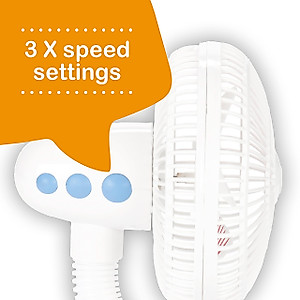 Diono Stroller Fans, Pack of 2 Clip On Baby Safe Stroller Fans with Flexible Neck for Perfect Angle, Universal Fit with Most Strollers