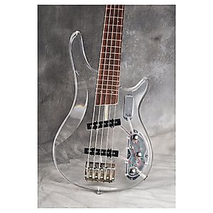 Unfinished Guitar Body Red Sandalwood Fingerboard with LED Lights, Real Shots, Suitable for 2016 New Straight-Through 5-String Acrylic Body Bass Guitar DIY Accessory