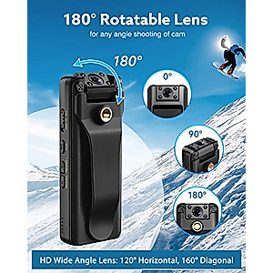 BOBLOV A22 64/32GB Body Camera, Support 8-10Hours Recording,180° Rotatable Lens, 1080PHD BodyCam with OLED Screen to Playback, Camcorder with Audio for Walking, Delivery Pizza, Daily Proof (64GB)
