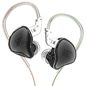 KZ EDC in-Ear Monitors, HiFi Stereo Stage/Studio IEM Wired Noise Isolating Sport Earphones/Earbuds/Headphones with Detachable Cable for Musician Audiophile (Without Mic, Black)