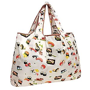 allydrew Large Foldable Tote Nylon Reusable Grocery Bag, Sushi