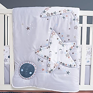 Sammy & Lou Starlight 4-Piece Baby Crib Bedding Set, Includes Quilt, Fitted Crib Sheets Neutral, Crib Skirt, and Plush Toy