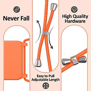 Blaspins Crossbody Strap Phone Case for iPhone 13 Pro Max, Adjustable Rope, Belt Neck Lanyard, String Detach Lanyard, Drop Proof Sturdy, Wrist Hand Free Protective Cover 6.7 inch 13 Pro Max - Orange