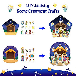 FLYAB Make a Nativity Scene Stickers Ornament Craft Kit Christian DIY Nativity Stickers for Kids Religious Party Games Activities for Christmas Vacation Bible School Classroom Party Supplies