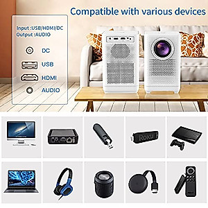 【Sale】 Projector Native 1080P Full HD Portable, WITSEER LCD Home Projector, Compatible with iPhone, Airplay, TV Stick, Laptop, PS3/4/5,Switch, Chromecast, Games, USB, HDMI, L1M (Miracast )