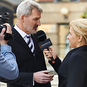 COMICA HR-WM Interview Handheld Adapter for Rode Wireless GO ME/BoomX-D/D Pro/BoomX-U Wireless Lavalier Microphone, Mic Handle for News Report, TV Interview and Video Shooting, etc.(with Windscreen)