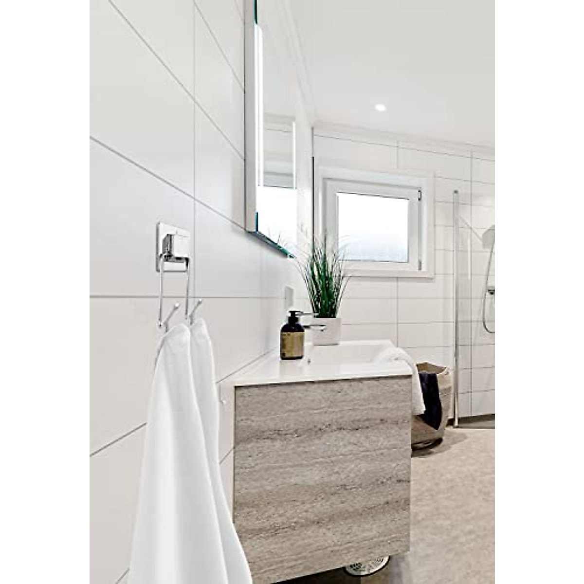 Hagen Door Hanger, Bath Door Hook, Hanging Coats, Hats, Robes, Towels, No Drill Screwless Installation, Modern Style (Twin Hanger)