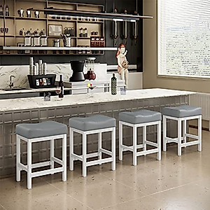 KATDANS Bar Stool, Counter Height Stool 24 Inch Saddle Stool, PU Leather Modern Kitchen Barstool with Metal Base, KS861P-LG, 1Pc