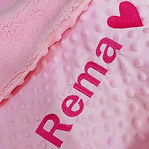 Embroidery Baby Blankets for Girls with Name - Personalized Baptism Gifts - Custom Baby Blanket with Name and Princess Little Star - Super Soft Security Newborn Blankets - Pink Color