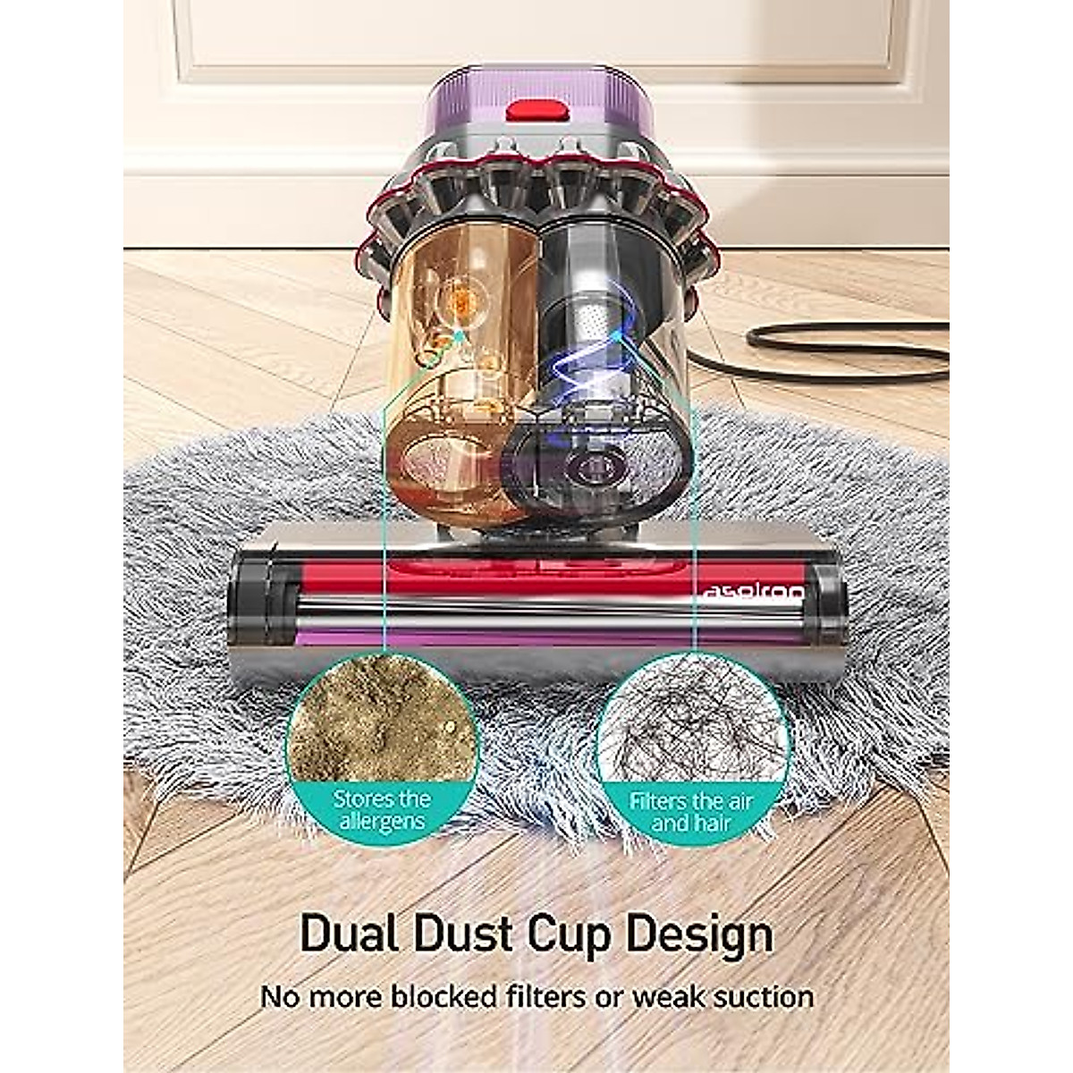 Mattress Vacuum Cleaner with Dust Sensor, 15Kpa UV Bed Vacuum, 99.9% Allergen Removal, Ultrasonic & 40000 RPM/Min Brushroll Rotation, High Heating Octuple Tech, LED Display, Widened Brush, Corded