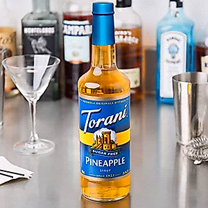 Torani Sugar Free Pineapple Syrup, 750 mL Glass Bottle