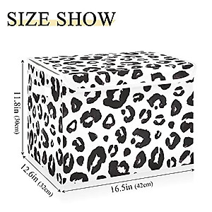 SUABO Leopard Print Cheetah Black White Storage Bin with Lid Large Oxford Cloth Storage Boxes Foldable Home Cube Baskets Closet Organizers for Nursery Bedroom Office