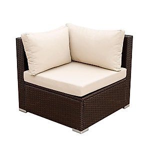 RADIATA Conversation Sets Outdoor Patio Furniture Corner Sofa Set Gray PE Rattan Wicker Conversation Sets (Brown)