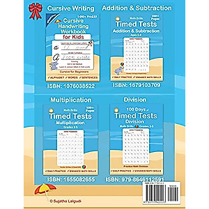 Handwriting Practice Book for Kids Ages 6-10 : Printing workbook for Grades 1, 2 & 3, Learn to Trace Alphabet Letters and Numbers 1-100, Sight Words, ... and Math Drills for Grades 1, 2, 3 & 4)