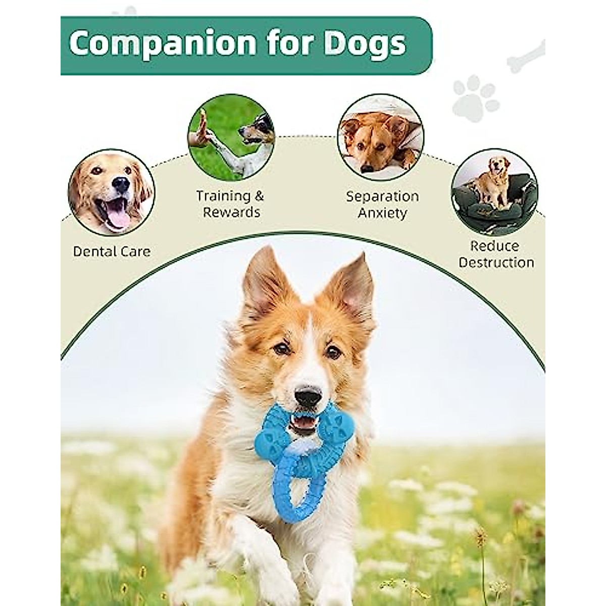 Boutiray Dog Chew Toys for Aggressive Chewers Large Breed, Indestructible Tough Dog Toys for Medium Large Dogs Natural Rubber & Nylon Durable Interactive Toys for Teething Cleaning