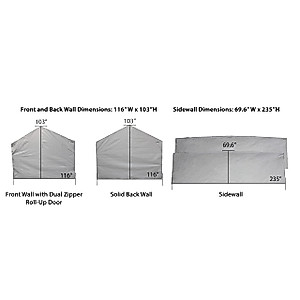 Caravan Canopy 12000211010 Side Wall Kit for Domain Carport, White (Top and Frame Not Included)