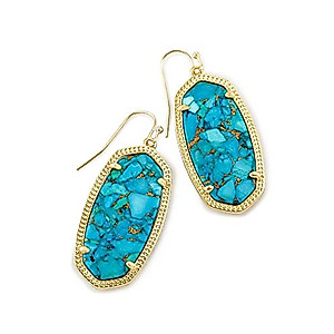 Kendra Scott Elle Drop Earrings for Women, Fashion Jewelry, 14k Gold-Plated, Bronze Veined Turquoise
