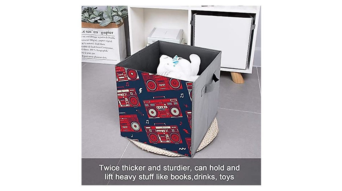 Vintage Boombox Storage Bins - Stylish & Functional