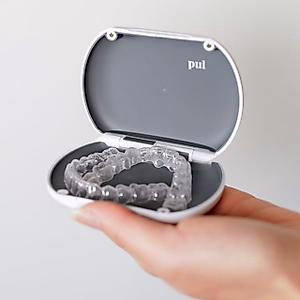 PUL Clear Aligner & Retainer Case Compatible with Invisalign, Pul Tool, Retainers, Dentures, Mouthguards, Nightguards, & Floss Picks - Secure Magnetic Closure for Slim, Sleek Durable Design (White)