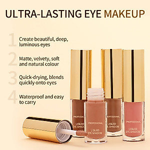 Boobeen Liquid Matte Eyeshadow, Long Lasting Waterproof Liquid EyeShadow, Velvet Matte Cream Eyeshadow, Neutral Nude Eyeshadow Makeup