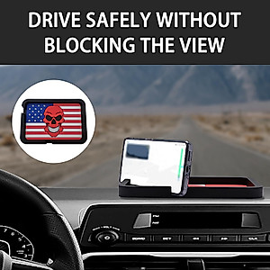 ZBGUN 1 PC Car Dashboard Anti-Slip Pad with American Flag Pattern, 7.6" x 5.5" x 0.6" Car Phone Cradle, Multi-Functional Storage Mat, Universal for Most Cars, Trucks and Vans (Red)