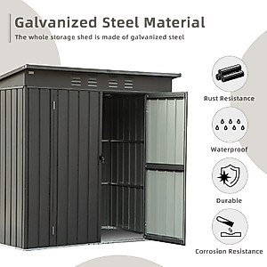 Domi Outdoor Storage Shed 5x3 FT,Metal Outside Sheds&Outdoor Storage Galvanized Steel,Tool Shed with Lockable Double Door for Patio,Backyard,Garden,Lawn
