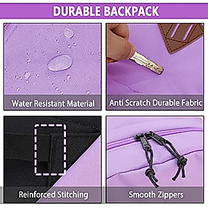VX VONXURY Backpack for Women,Simple Lightweight Lavender Bookbag for School Travel Work (Light Purple)