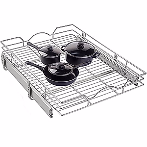 OCG Pull Out Cabinet Organizer (11" W x 18" D), Pull out Drawers for Kitchen Cabinets, Pull Out Shelves for Base Cabinet Organization in Kitchen Bathroom Pantry, Chrome Finish