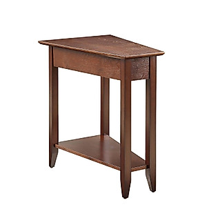 Convenience Concepts American Heritage Wedge End 24"-Traditional Side Table with Storage Shelf, Side Table for Living Room, Office, Bedroom, Espresso