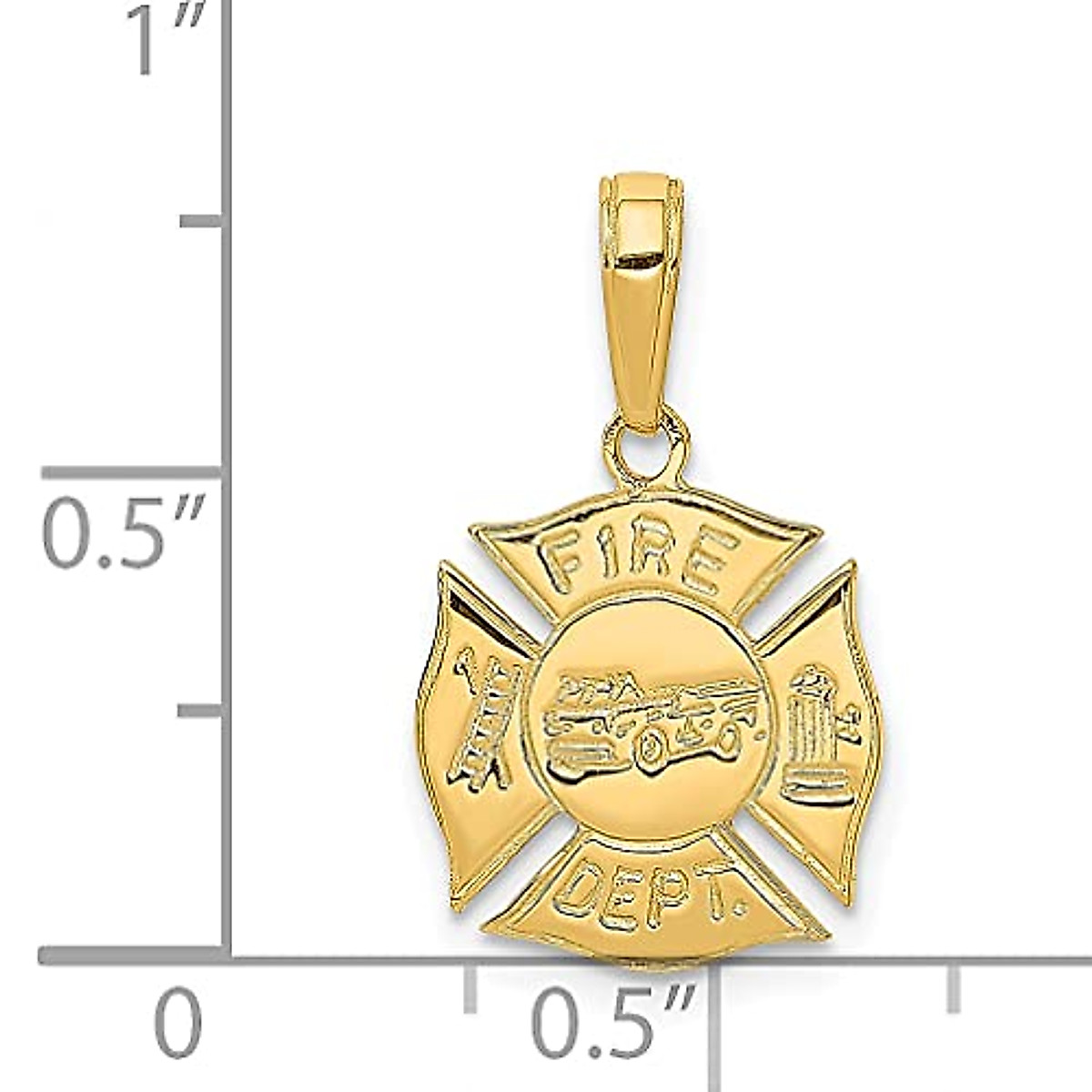 IceCarats 14K Yellow Gold Fire Department FD Fireman Necklace Firefighter Pendant Rescue Charm 20mm x 13mm Only