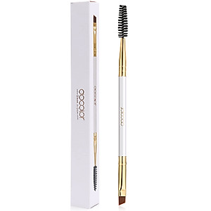 Docolor Eyebrow Brush Duo Eyebrow Spoolie Professional Angled Eye Brow Brush Perfect for Lining and Shaping Brows, Spoolie for Brows or Lashes White