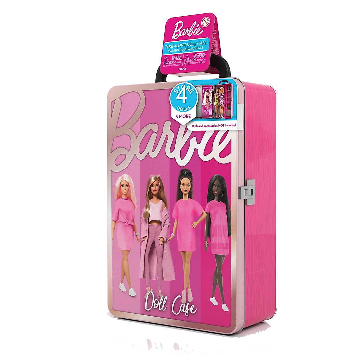 Barbie Metal Toy Storage Case Store it All - Compatible with other Dolls, for Kids Girls Ages 3 and Up, BBDS6