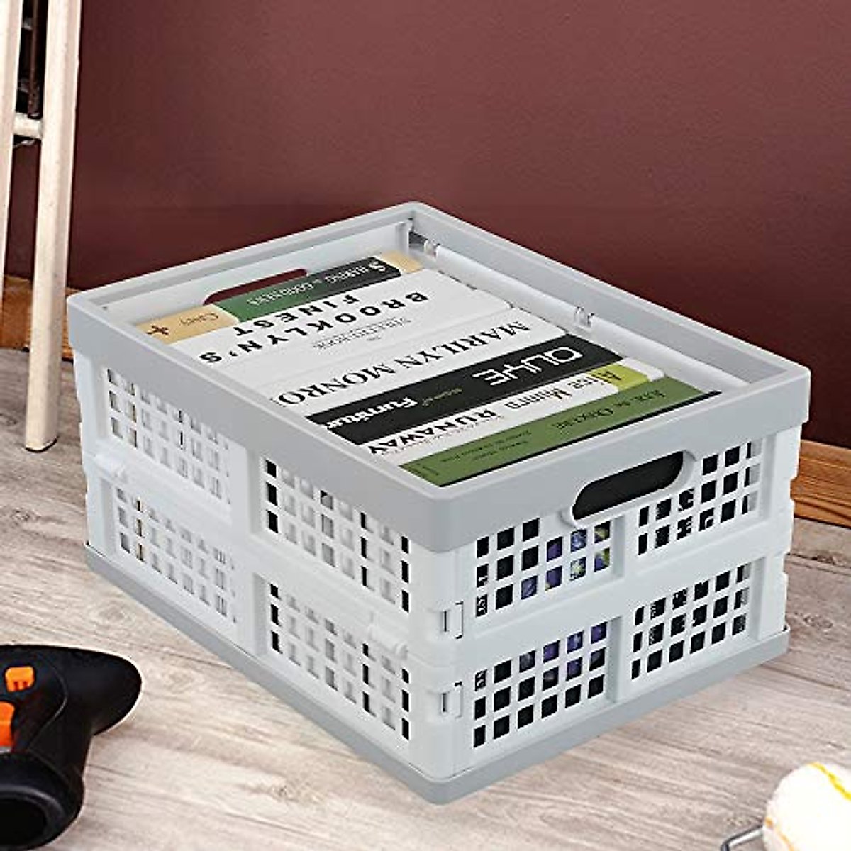 Kiddream Set of 3 Collapsible Storage Bin, 15 Liter Plastic Folding Crates Stackable