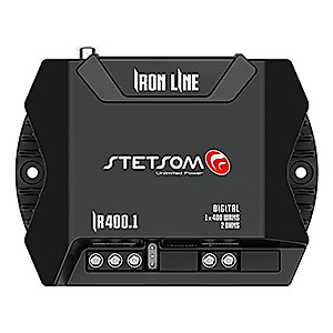 Stetsom IR 400.1 2 Ohms Compact Digital Mono Amplifier, Iron LINE, 400 Watts RMS 400x1, 2Ω Stable, Monoblock Digital Car Audio Amp TS, Full-Range Sound Quality, Crossover