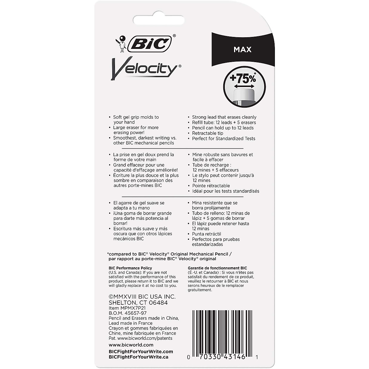 BIC Velocity Max Mechanical Pencil, Medium Point (0.7mm), 2-Count, Black
