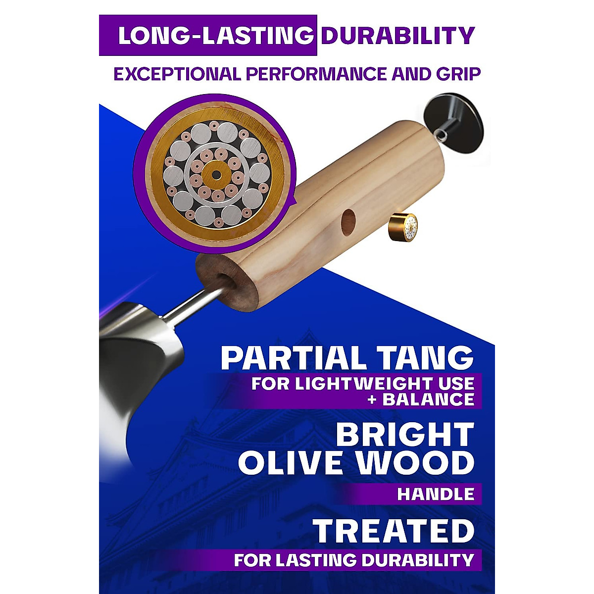 Dalstrong Chef Knife - 8 inch - Phantom Series - Japanese High-Carbon AUS8 Steel Kitchen Knife - Olive Wood Handle - Cooking Knife - Chef's Knife - w/Sheath