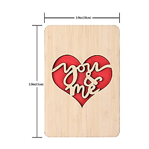DELLA STELLA Wooden Romantic Valentine's Day Card,You and Me Handmade Greeting Card, Birthday/Anniversary/Christmas Gifts Cards,Gift Cards for Wife or Husband Birthday