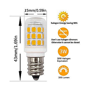 Pack of 5 E12 Dryer Chandelier Led bulb 3W Equivalent to 30W 20W 25W Warm White 3000K 350Lm AC 110V 120V S6 C7 Edison Base Clear Glass Compact Small Light for Ceiling Fan Bedroom Salt Lighthouse Lamp