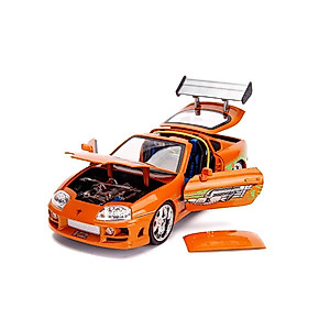 Fast & Furious 1:18 Toyota Supra Die-cast Car & 3" Brian Figure, Toys for Kids and Adults,Orange