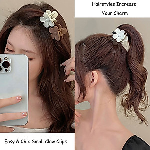 Cute Flower Claw Clips, 15 PCS 1.49 Inch Small Jaw Clips for Women Girls Thin/Medium/Thick Hair, 15 Colors Nonslip Strong Hold Clamps Catch Barrettes Hair Accessories