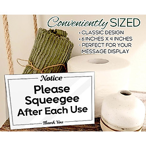 Airbnb Essentials for Hosts Bathroom Signs - 4"x6" Acrylic Sign w/Mounting Tape - Please Squeegee After Each Use Bathroom Sign Rental Home Necessities - Bathroom Door Signs
