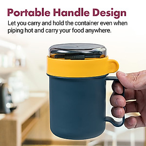 Chiir Microwave Soup Mugs with Lids, Microwave Safe Mug for Ramen Noodles, Soup, Beverages, 17.63 Ounces, 2-Tone, Yellow, Navy