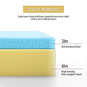 PayLessHere 8 Inch Twin Gel Memory Foam Mattress Fiberglass Free/CertiPUR-US Certified/Bed-in-a-Box/Cool Sleep & Comfy Support