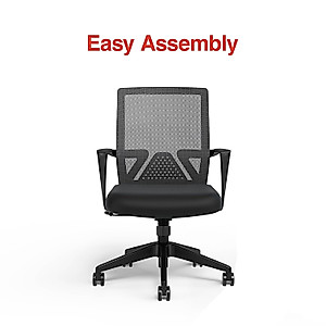 STAPLES Cartwright Fabric Swivel Task Chair, Ergonomic Office Chair with Adjustable Tilt Lock, Mesh Back and Lumbar Support, Black