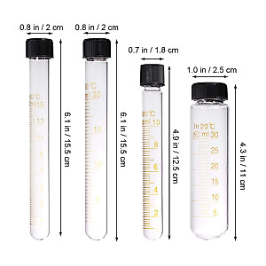 8PCS Graduated Glass Test Tube with Screw Caps, High Temperature Resistant, Clear Glass Test Tubes for Experiments and Plant Use