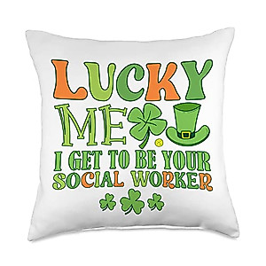 Social Worker Stylish Lucky I get to be Your Social Worker St Patrick's Day Funny Throw Pillow, 18x18, Multicolor
