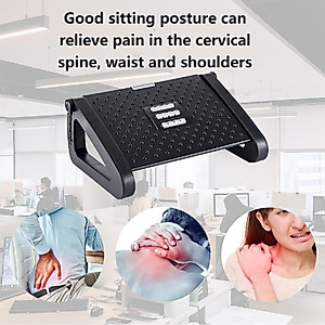 DISFAT Foot Rest Under Desk, Ergonomic 6-Height Adjustable footrest with Massage Rollers Portable Under Desk Foot Stool for Home,Office, Black